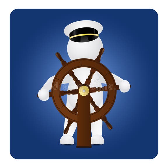 Captain Behind the Steering Wheel Stock Vector - Illustration of ...