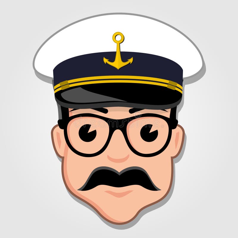 Captain Cartoon Face. stock vector. Illustration of skipper - 120285168