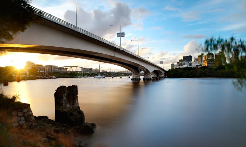Captain Cook Bridge - Brisbane City Sunset Stock Image - Image of ...