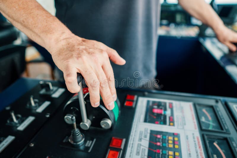 Captain of Deck Officer on Bridge of Vessel or Ship during Navigaton ...