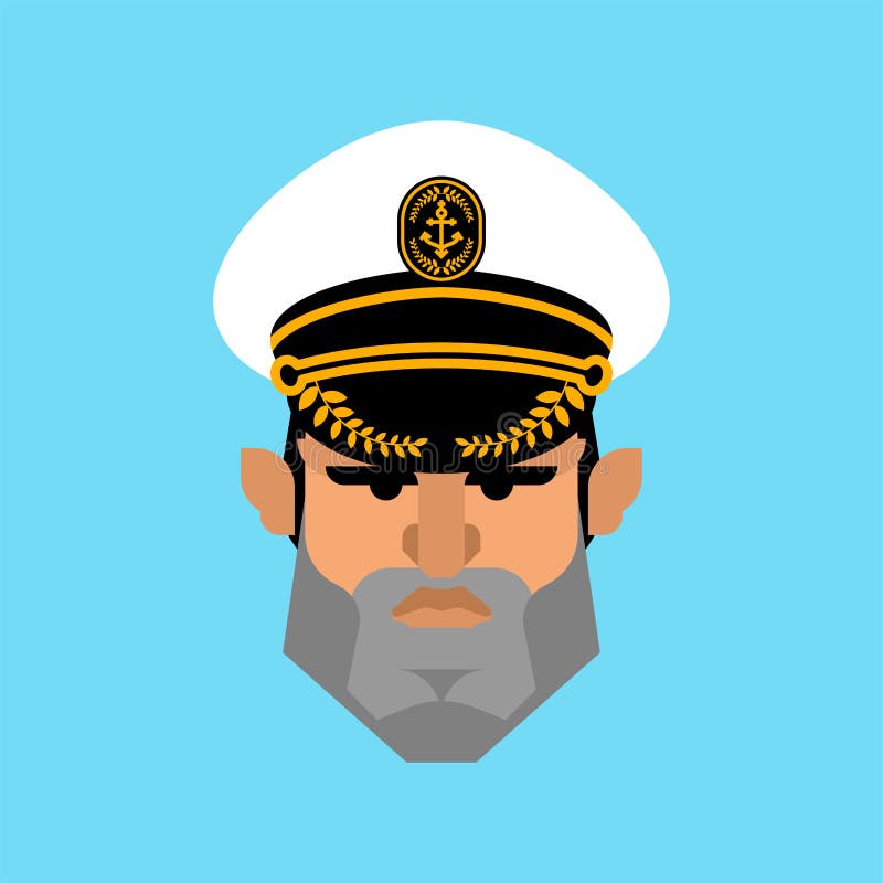 Captain Face in Cap. Sea Captain Vector Illustration Stock Vector ...