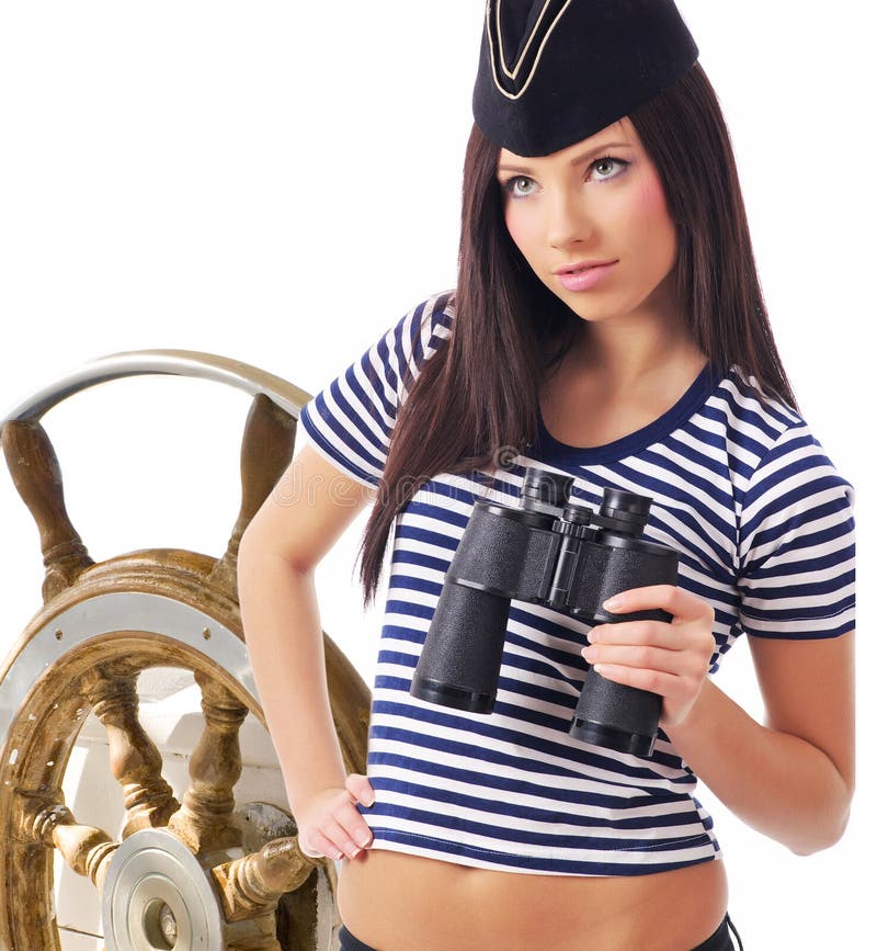 Captain Girl Standing on the Yacht Stock Image - Image of femine ...