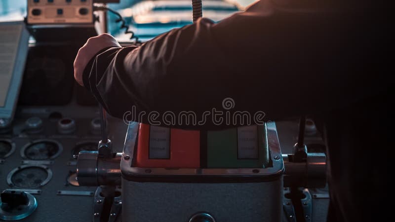 Captain Hand on Ship Throttle Stock Video - Video of apparatus ...