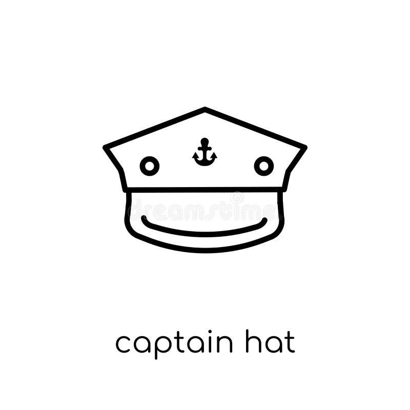 Captain Hat Icon. Trendy Modern Flat Linear Vector Captain Hat I Stock ...