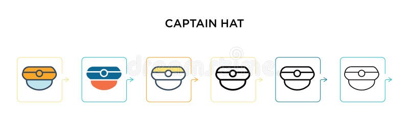 Captain Hat Vector Icon in 6 Different Modern Styles. Black, Two ...