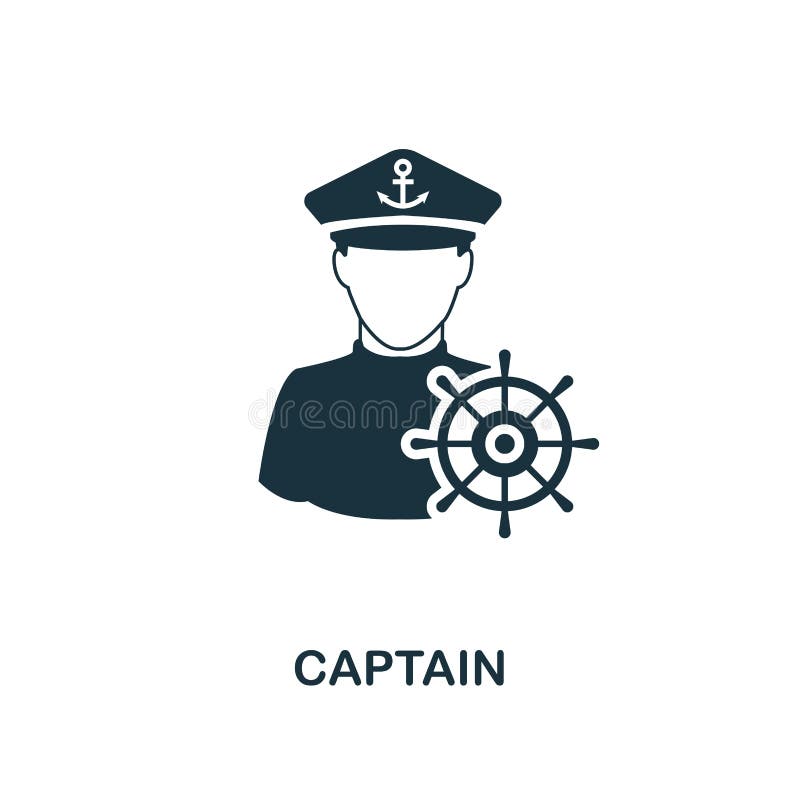 Captain Icon. Monochrome Style Design from Professions Icon Collection ...
