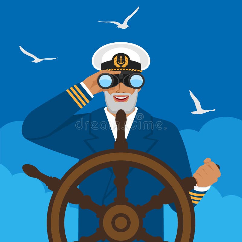 Captain At The Helm Of The Ship. EPS,JPG. Stock Vector - Illustration ...