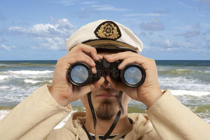 Captain Looks through a Binoculars Stock Image - Image of fisherman ...
