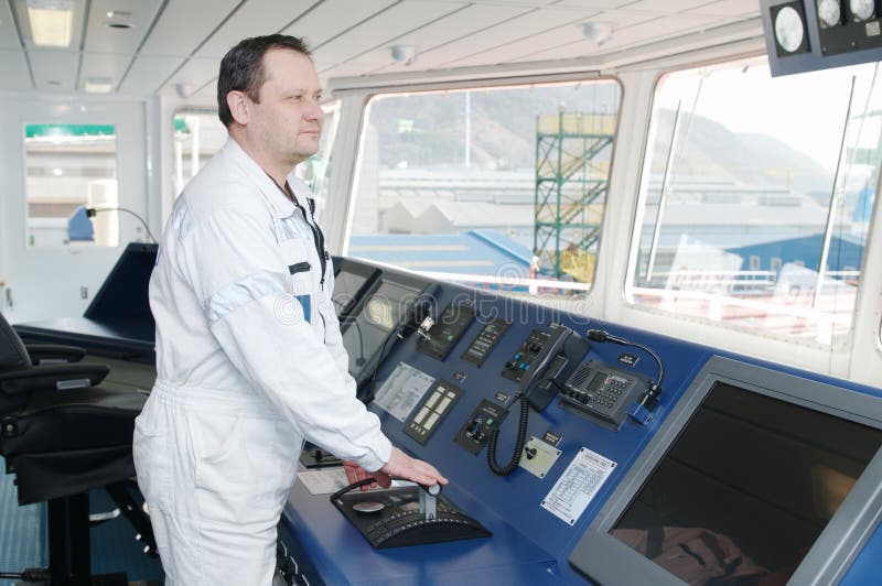 Captain of the ocean ship stock image. Image of officer - 8492987
