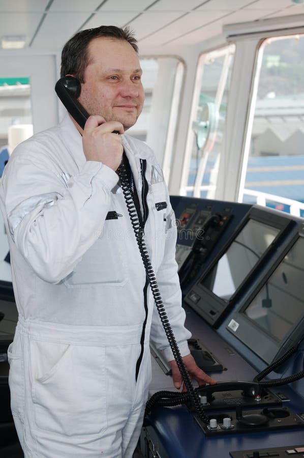 Captain of the ocean ship stock image. Image of officer - 8492987