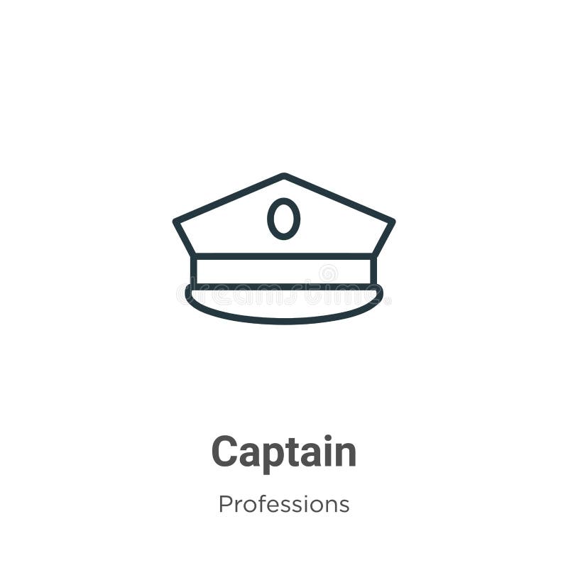Captain Outline Vector Icon. Thin Line Black Captain Icon, Flat Vector ...