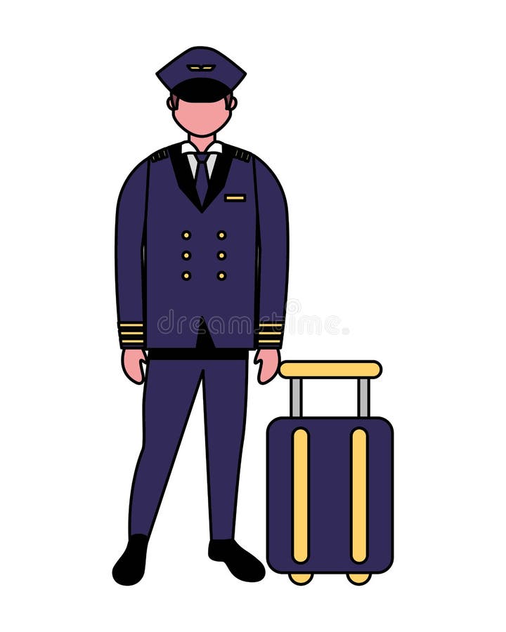 Captain Pilot with Suitcase Travel Stock Vector - Illustration of ...