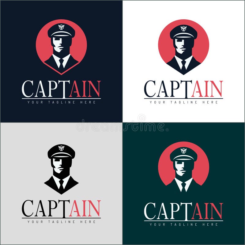 Captain Pilot Uniform Silhouette Logo Set Design Template Stock Vector ...