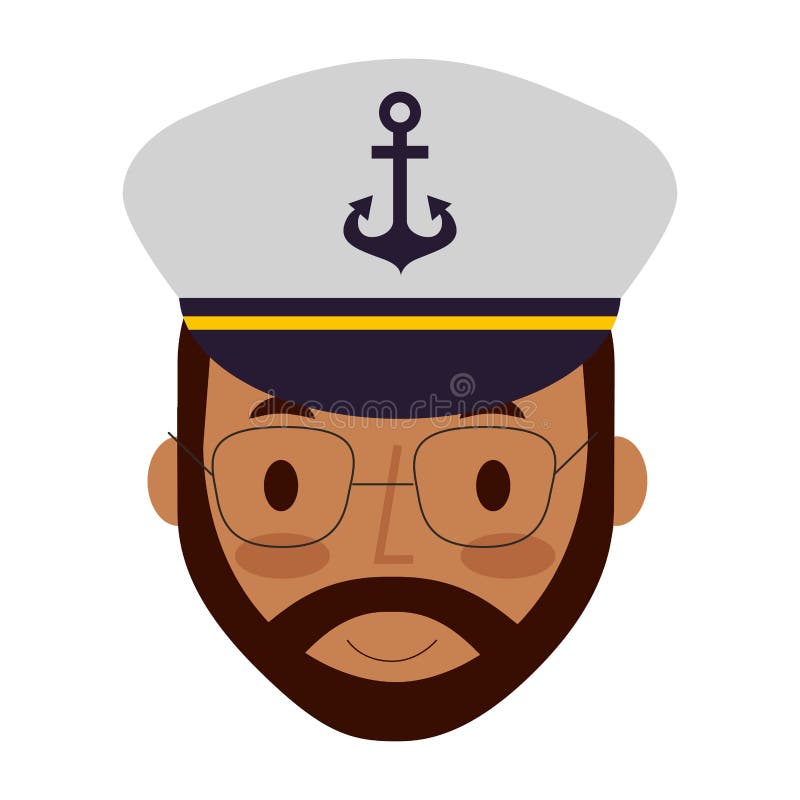 Captain Sailor Face Cartoon Ship Helm Stock Vector - Illustration of ...