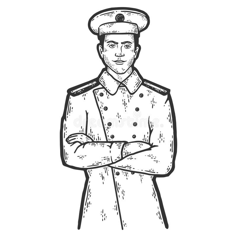 Captain Sailor. Sketch Scratch Board Imitation Coloring Stock Vector ...