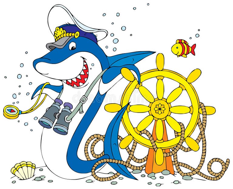 Captain Shark stock vector. Illustration of amusing, character - 2973453