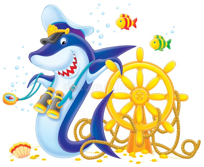 Photo-frame Captain Shark stock illustration. Illustration of tropical ...