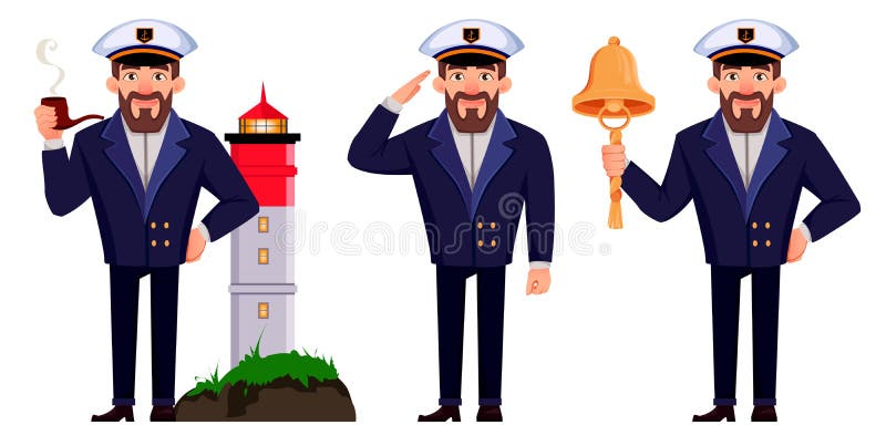 Captain of the Ship in Professional Uniform Stock Vector - Illustration ...
