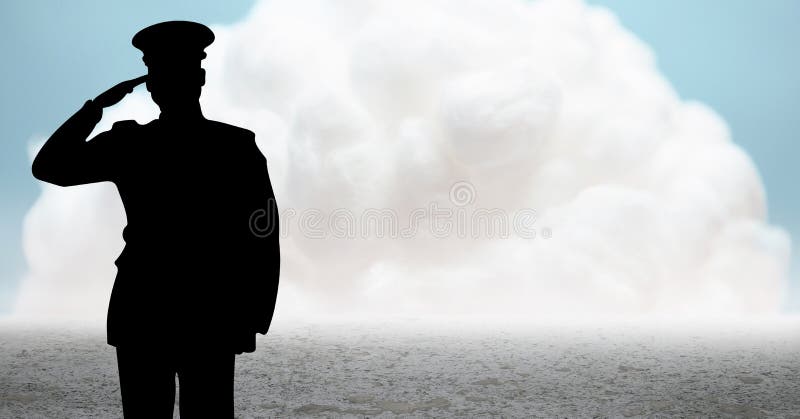Captain Silhouette Saluting Against Blue Sky Stock Illustration ...