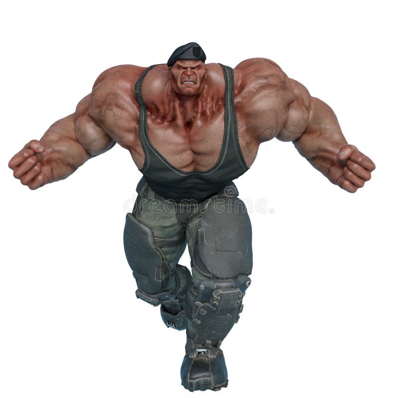 Captain Strong Charging in a White Background Stock Illustration ...