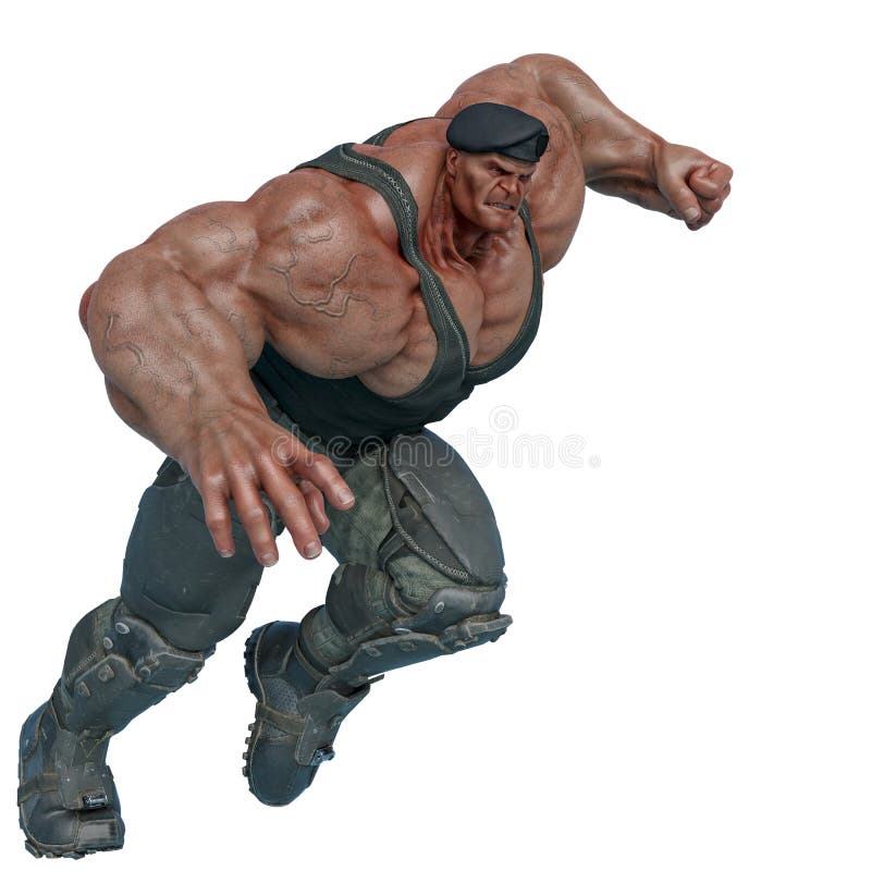 Captain Strong Charging in a White Background Stock Illustration ...