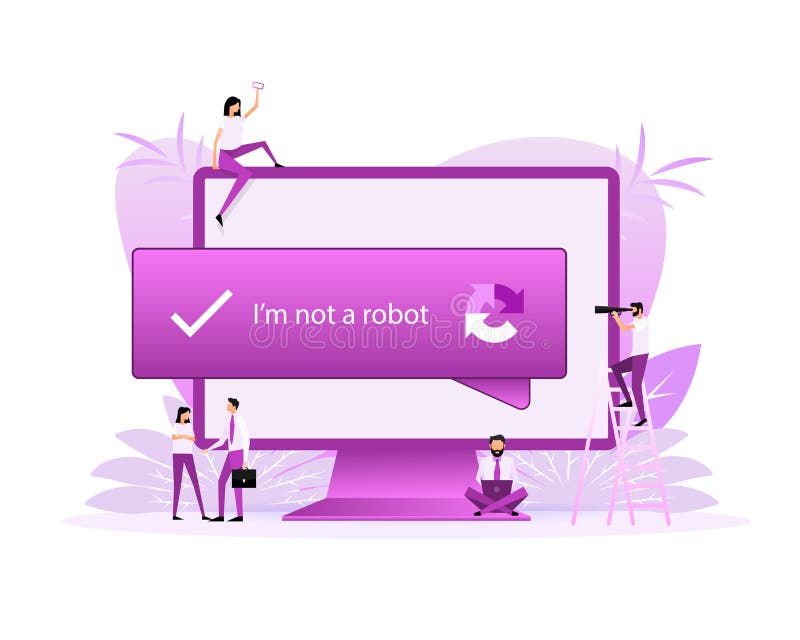 Captcha, I am Not a Robot on Laptop Screen. Vector Stock Illustration ...