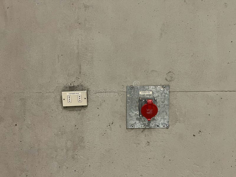 Industrial Wall Socket Over Concrete Textured Wall Stock Image - Image ...