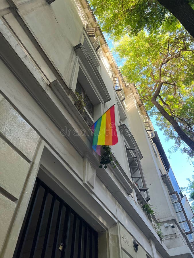 Pride Flag Out of a Building Editorial Stock Image - Image of freedom ...