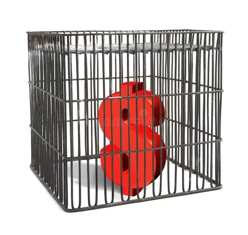 Captivated dollar symbol stock illustration. Illustration of cage - 6721945