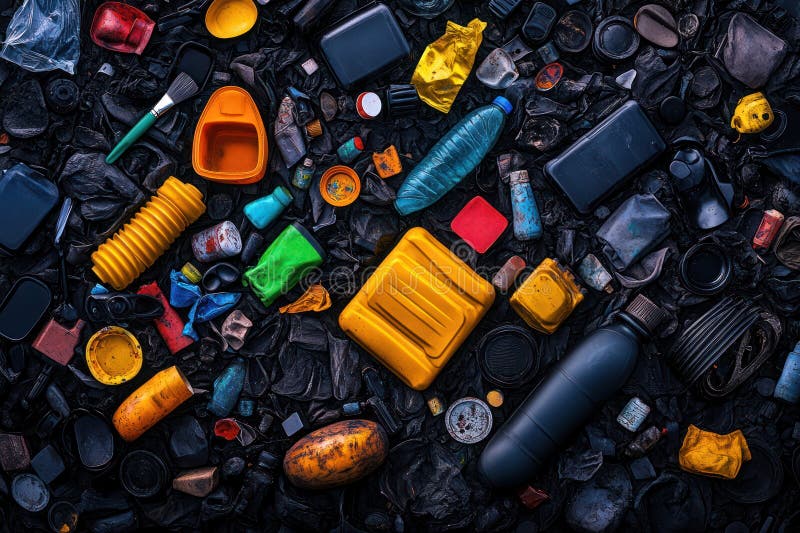 Abstract Artwork of Discarded Items and Debris Stock Illustration ...