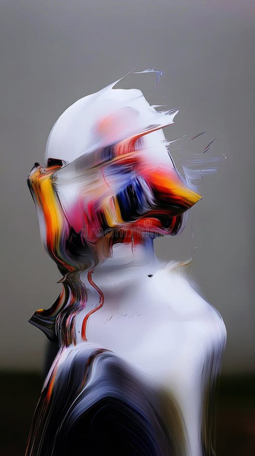 Abstract Representation of a Distorted Human Figure with Vibrant Colors ...