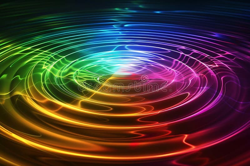 Vibrant Rainbow Concentric Circles Abstract Artwork Stock Illustration ...