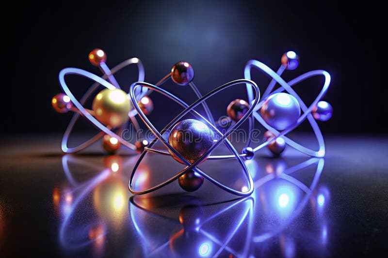 A Striking Minimalist Atom Design Blue and Red Particle in Vibrant ...