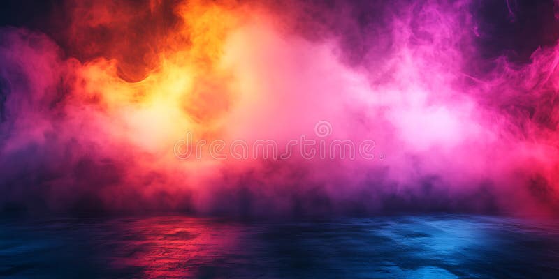 Abstract Colorful Smoke Background with Stage Lighting Effects Creating ...