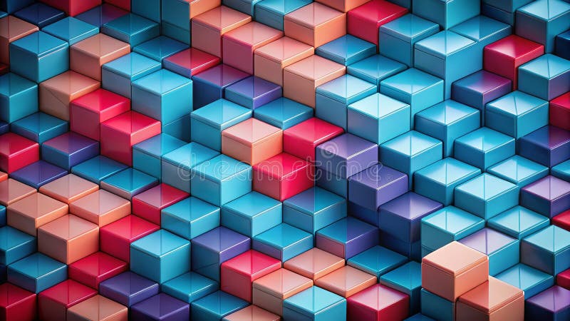 Dynamic Abstract Geometric Cube Pattern Background with Ample RightSide ...