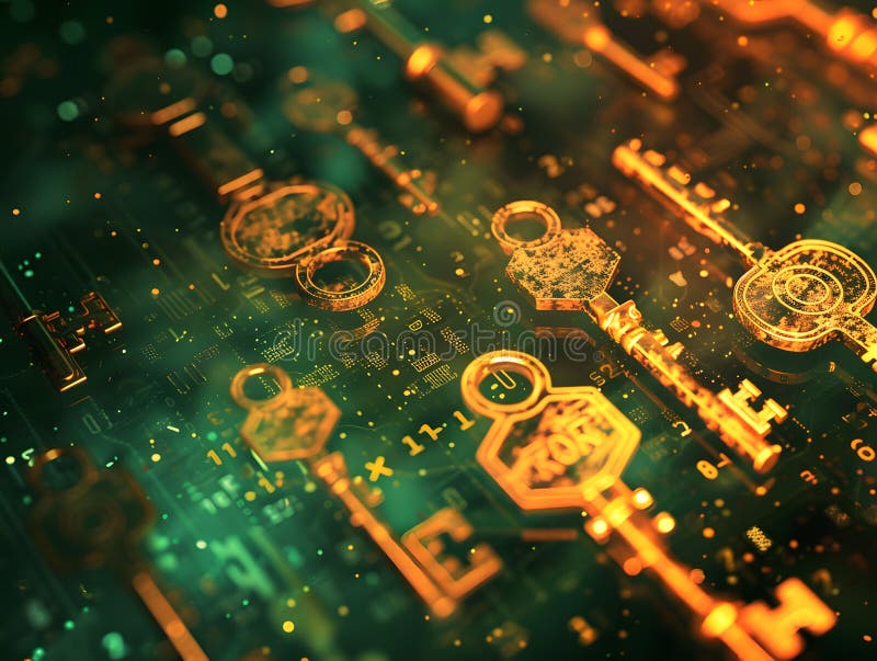 Encryption Symphony Abstract Background with Intricate Key Patterns ...
