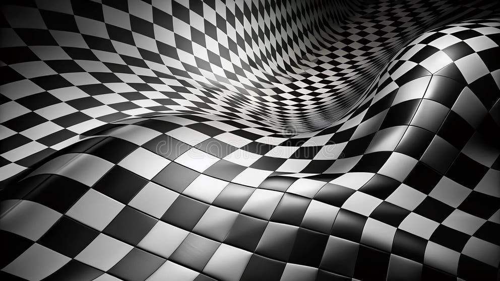 A Captivating Abstract Black and White Checkerboard Wave Design ...