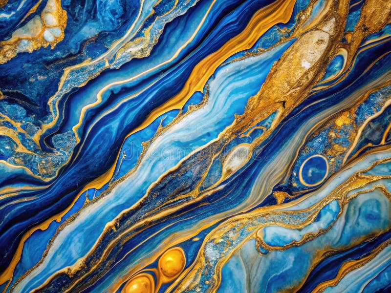 Captivating Abstract Blue and Gold Marble Design a Luxurious Flowing ...