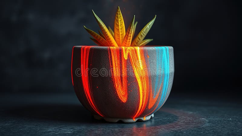 Stunning Abstract Cement Planter Design Glowing Spray Paint Strokes for ...