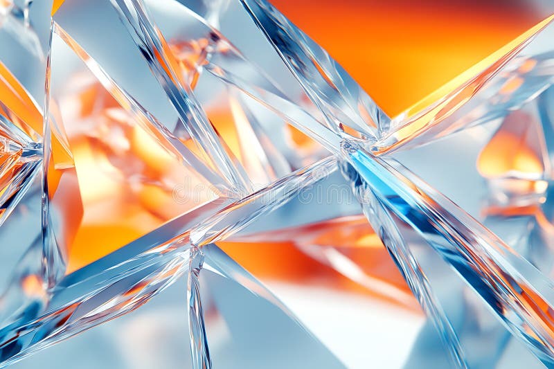 Abstract Crystal Shatter Blue & Orange Geometric Design Background ...
