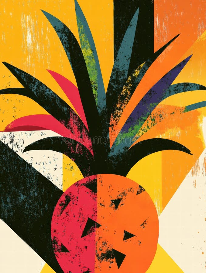 Intricate Geometric Pineapple Art Piece Showcasing Vibrant Colors and ...