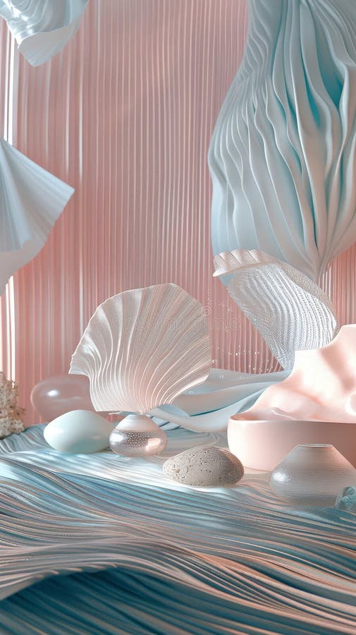 Abstract Pleated Design with Pastel Colors Stock Illustration ...