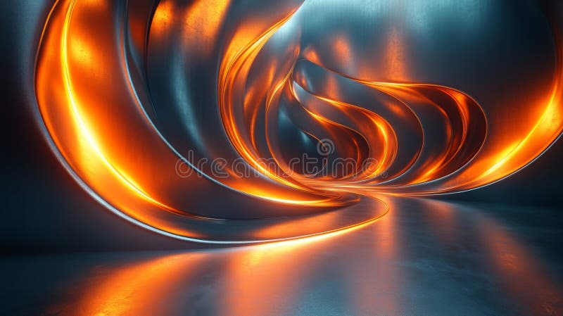 A Captivating Abstract Design with Glowing Orange Spirals in a Dark ...