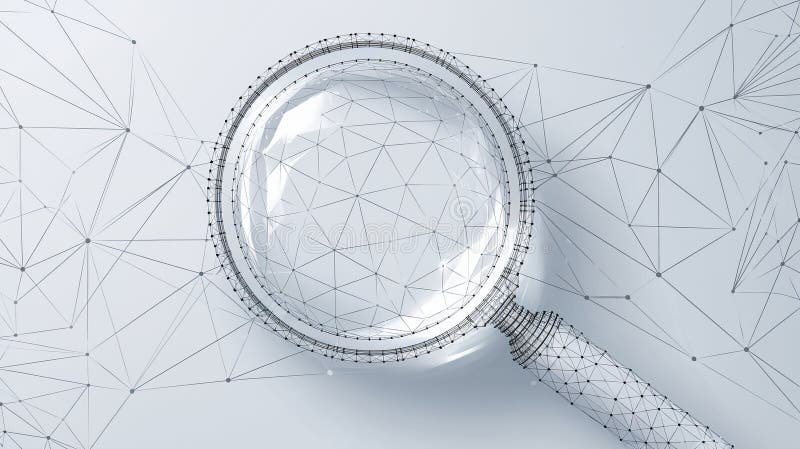 Magnifying Glass Over Digital Network Art Stock Illustration ...