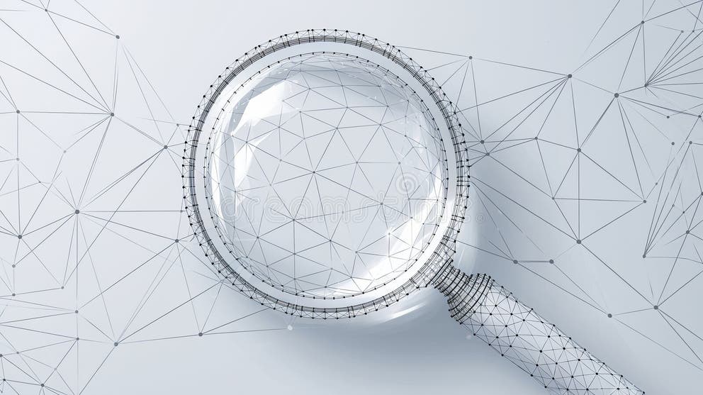 Magnifying Glass Over Digital Network Art Stock Illustration ...