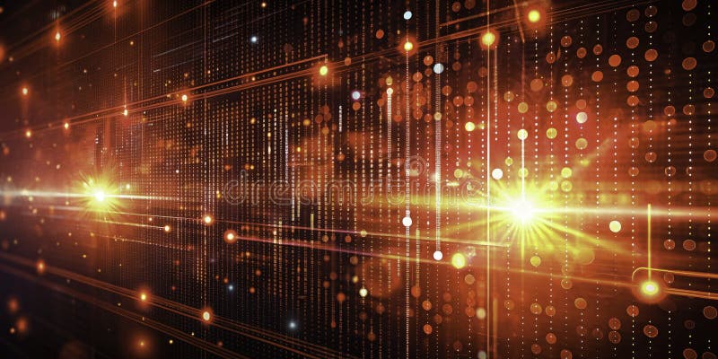 Captivating Abstract Digital Background Red Binary Code and Glowing Lights for Futuristic ...