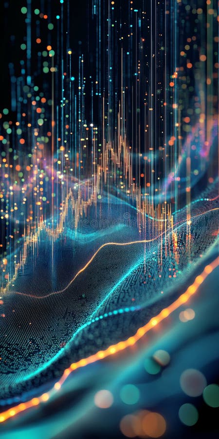 Captivating Abstract Digital Wave: a Vibrant Journey through Cybernetic Data Visualization Stock ...