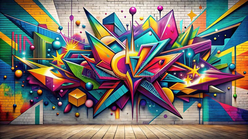 Vibrant Abstract Graffiti Art a Bold Geometric Explosion Capturing the ...