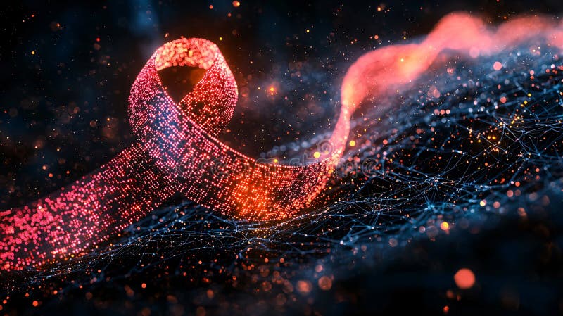 Abstract Glowing Ribbon Network Digital Connection Technology Data Flow ...