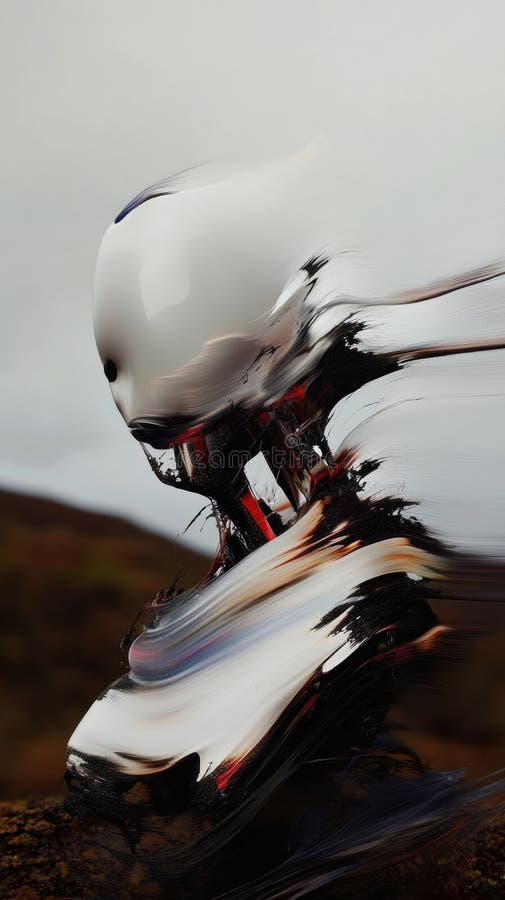 Abstract Representation of a Distorted Figure with Fluid Shapes and ...